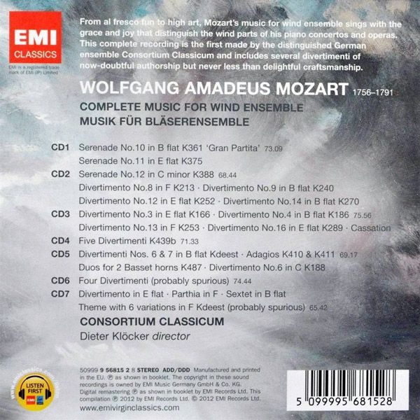 Consortium Classicum - Mozart: Complete Music For Wind Ensemble (7CD ...